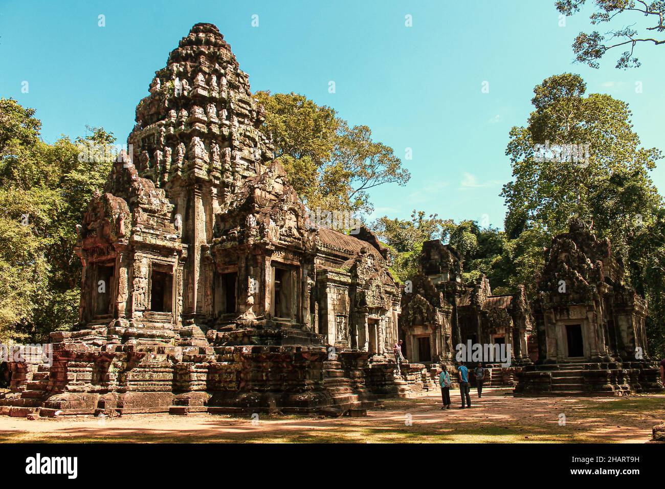Ancient temple Thommanon Krong Cambodia surrounded by trees in the ...