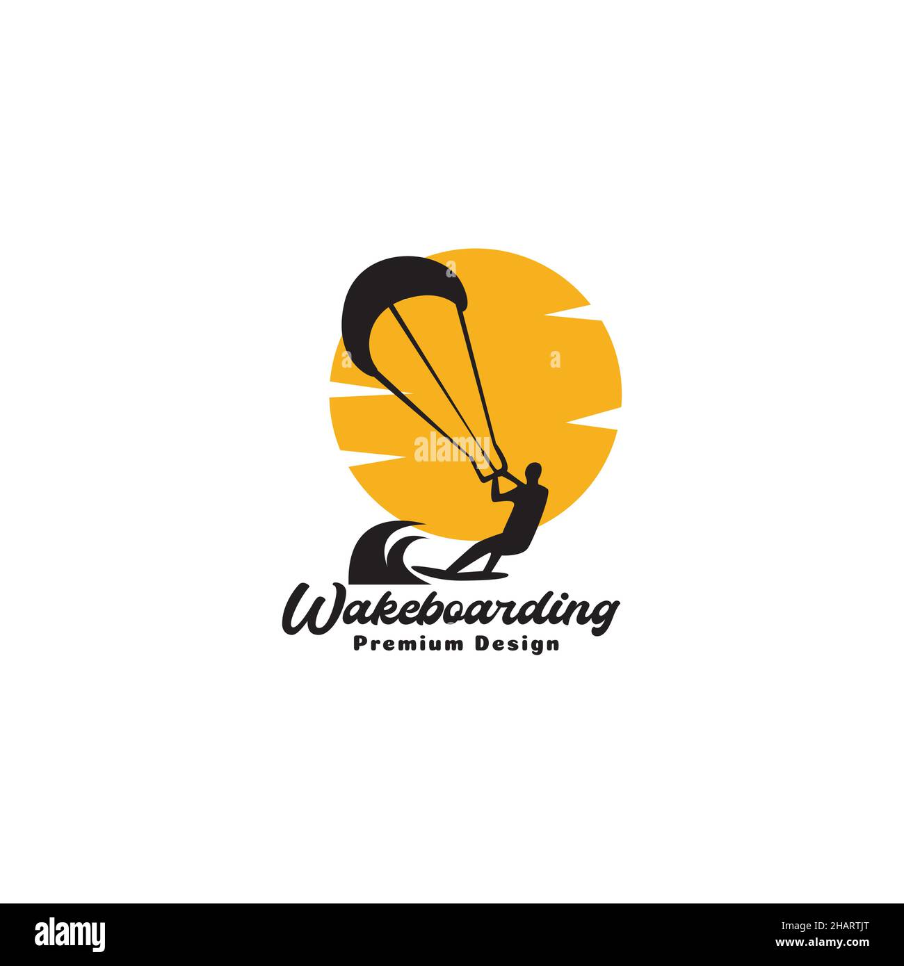man wakeboard with sunset logo symbol icon vector graphic design ...
