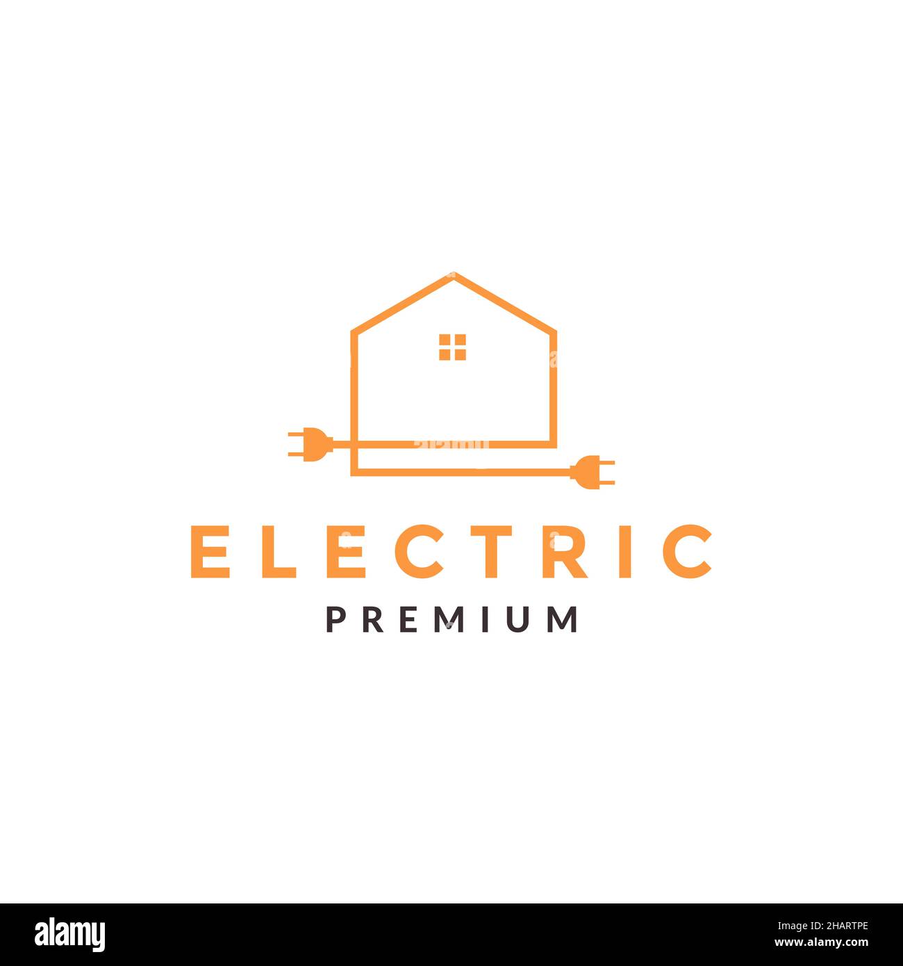 line home shape with electric cable plug logo symbol icon vector ...