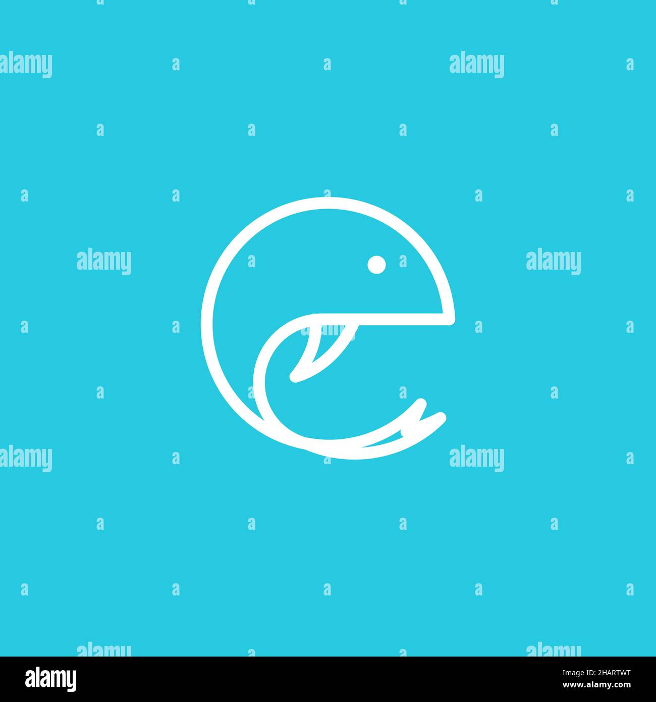 white geometric line little fish logo symbol icon vector graphic design ...