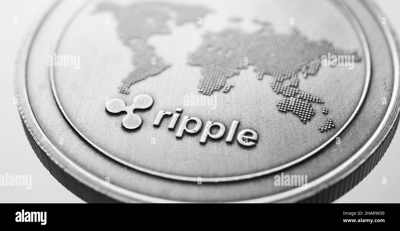 Macro Shot of a Ripple Coin Crypto Currency Stock Photo - Alamy