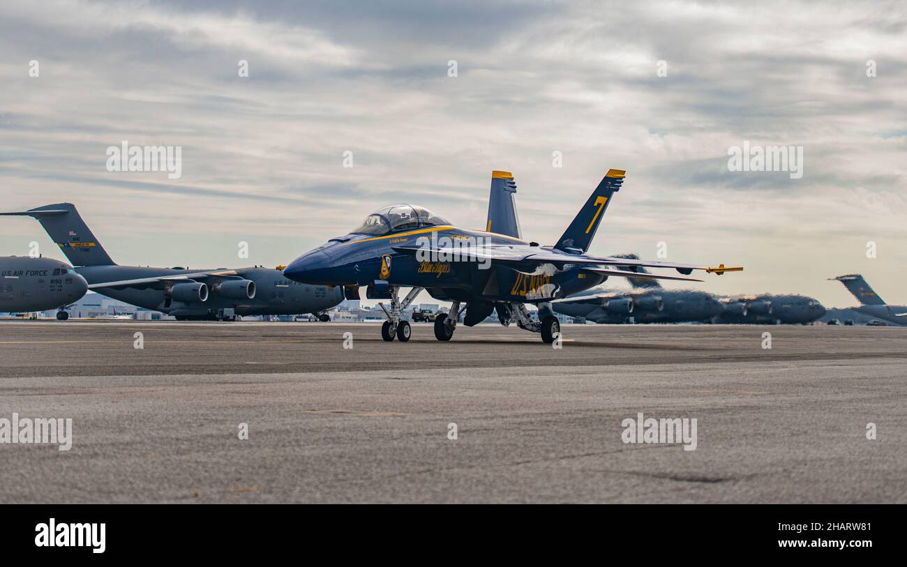 Blue Angel 7, U.S. Navy Flight Demonstration Squadron, taxis past ...