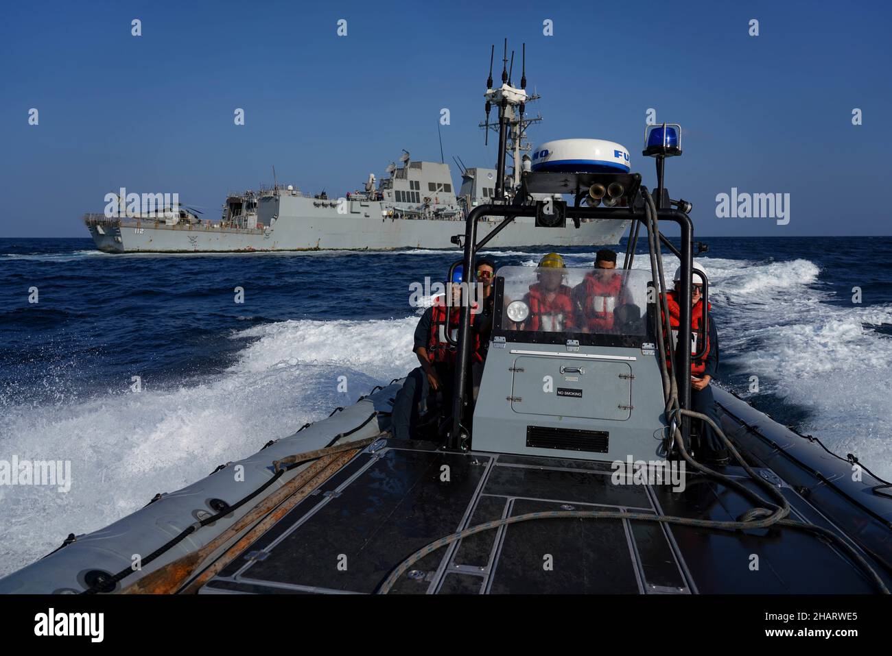 GULF OF ADEN (Dec. 6, 2021) Sailors on a 11-meter rigid-hulled ...