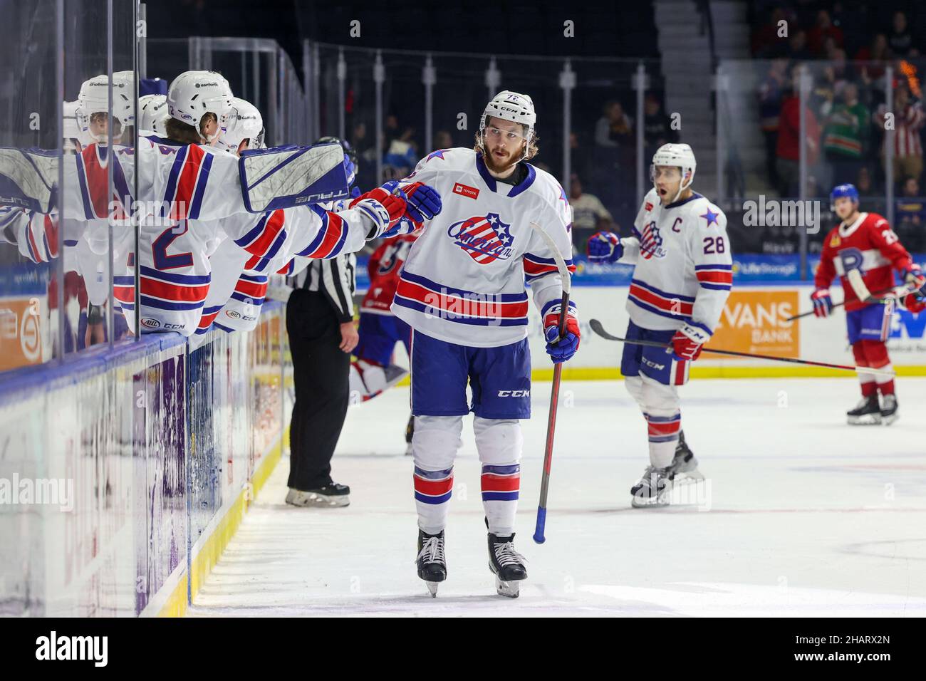 December 10, 2021: Rochester Americans center Ryan MacInnis (72) high ...