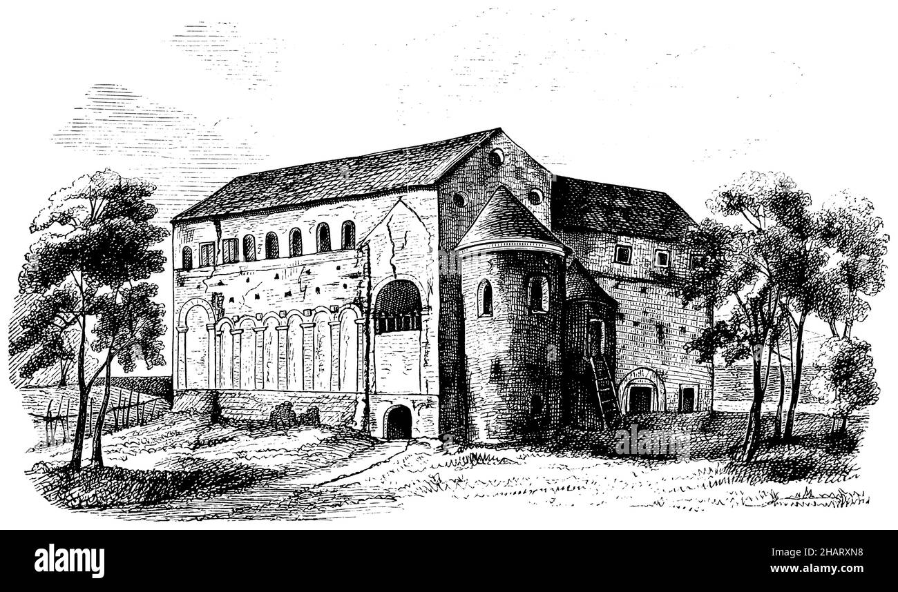 View of the Einhard Basilica (Steinbach Monastery Ruinie), , (art ...