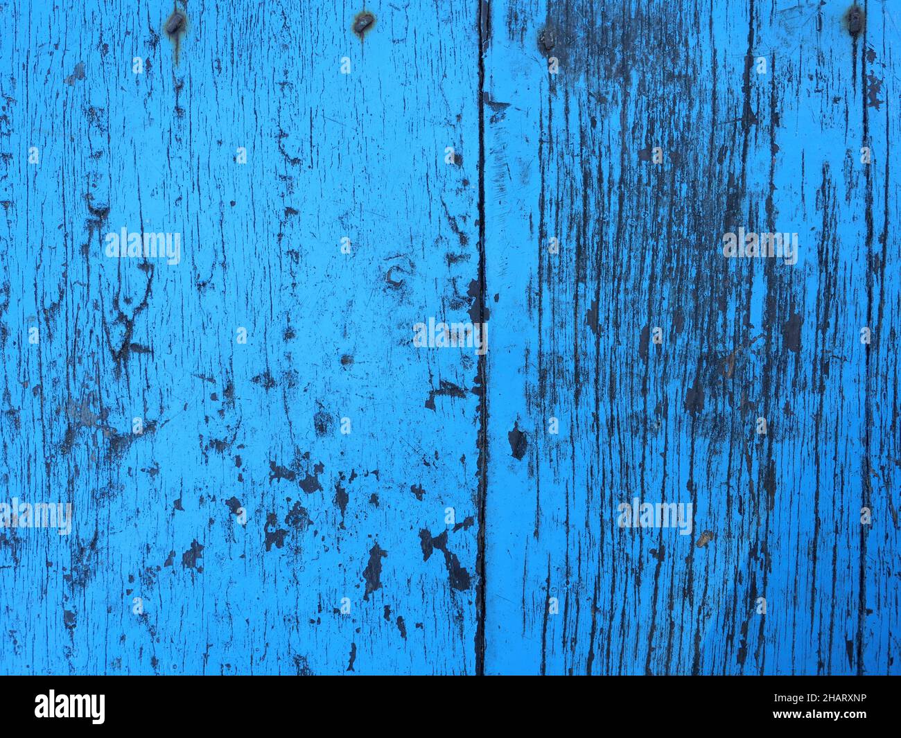 Weathered blue color wood sheets, Old wooden boards with rusty nail ...