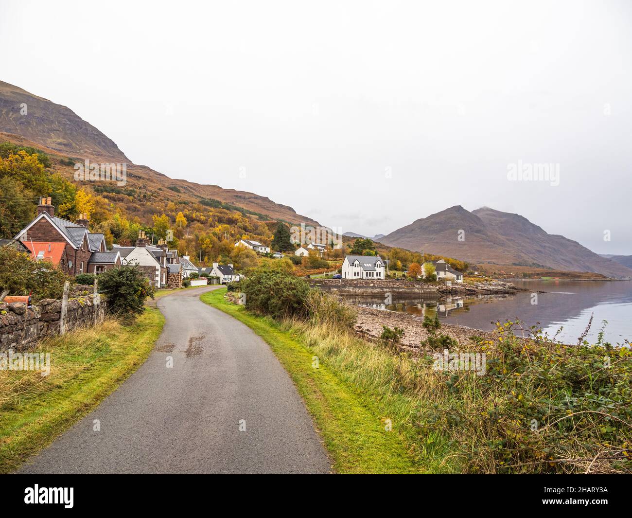 The remote crofting township of Inveralligin on the north shore of Loch ...