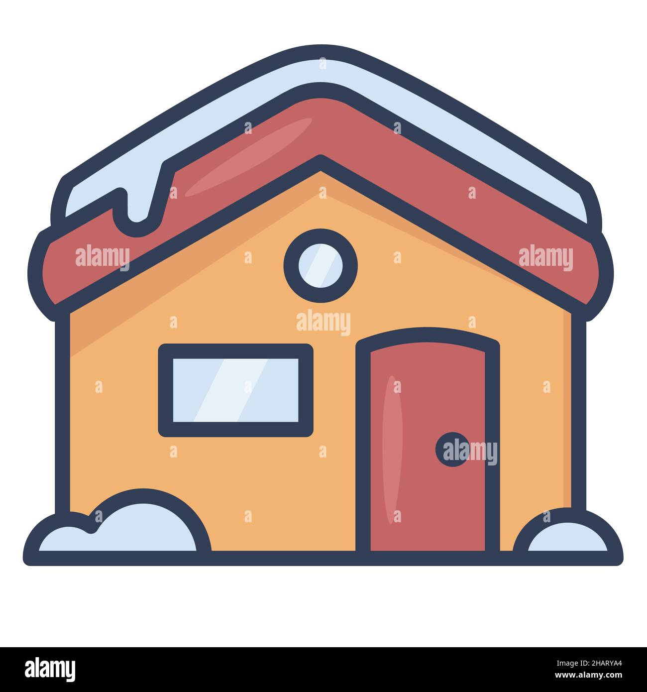 house snow wooden cabin single isolated icon with filled line style ...