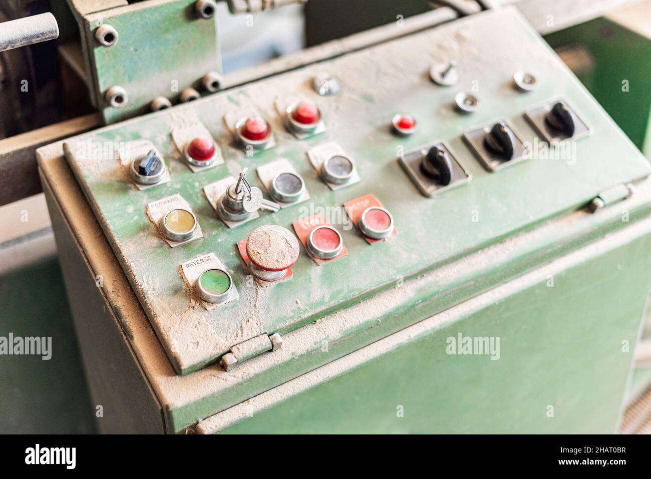 Grey control panel with buttons and switches Stock Photo - Alamy