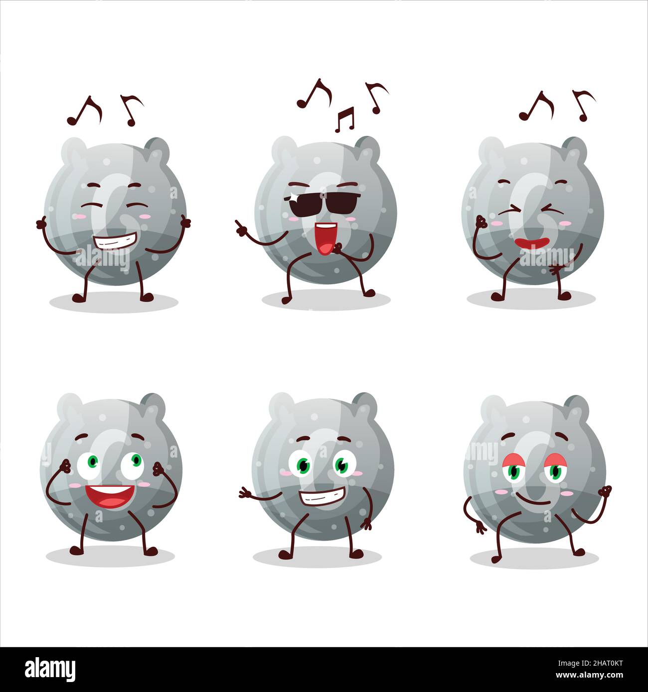 An image of gray gummy candy G dancer cartoon character enjoying the ...