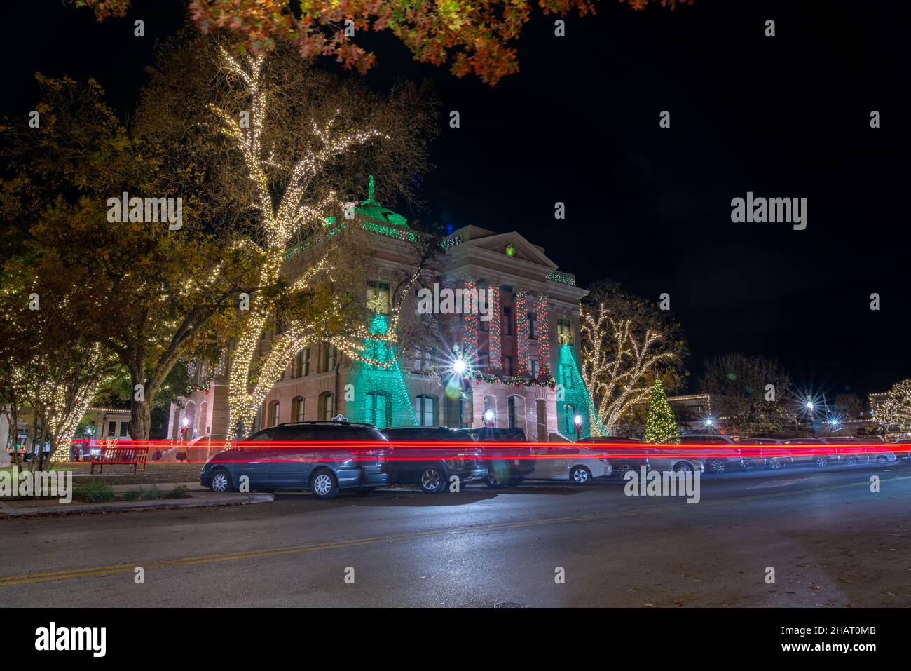 Night Picture of the Decorated Georgetown Square With Clear Skies Stock ...
