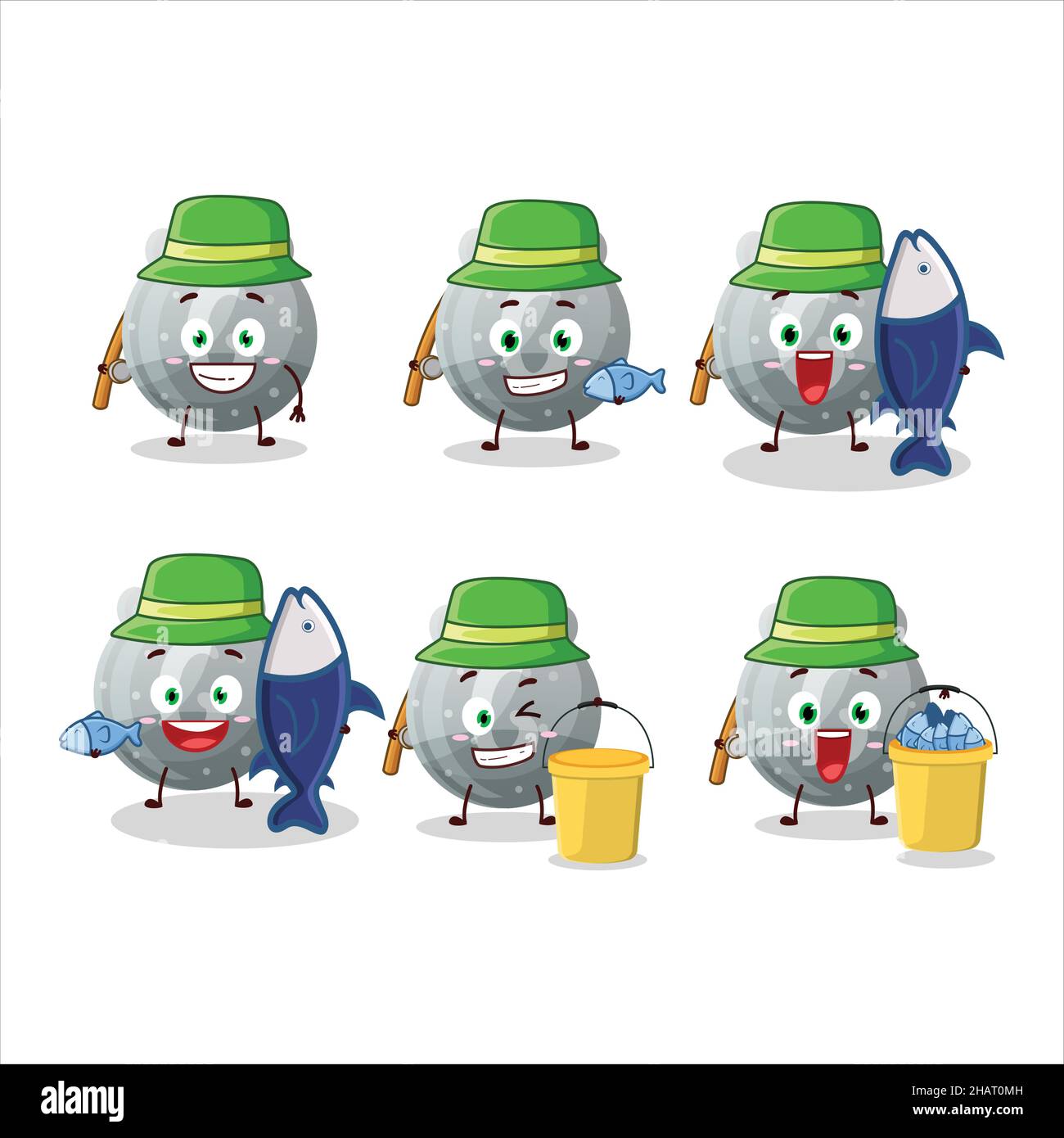 A fisherman gray gummy candy G cartoon picture catch a big fish. Vector ...