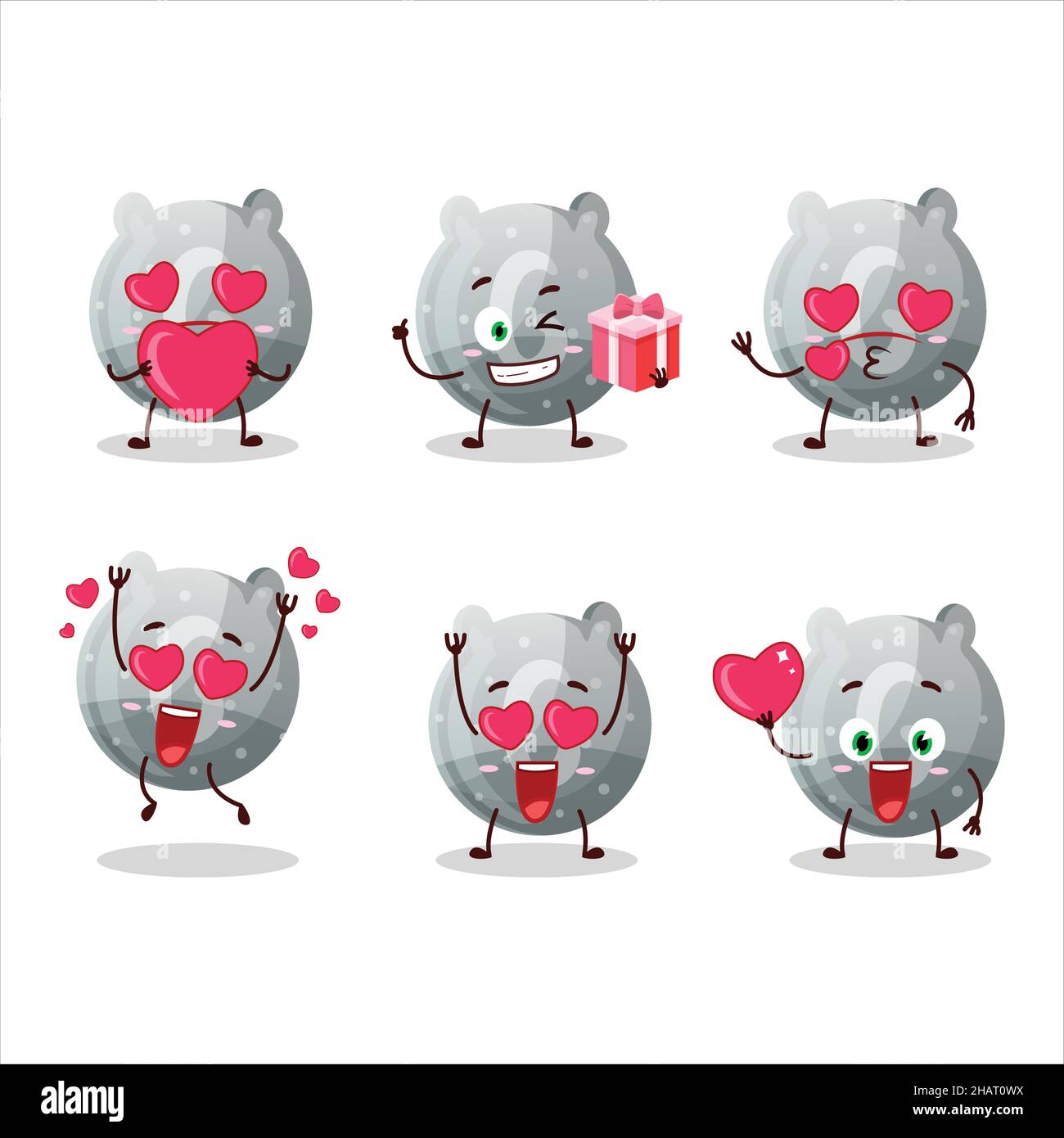 Gray gummy candy G cartoon character with love cute emoticon. Vector ...