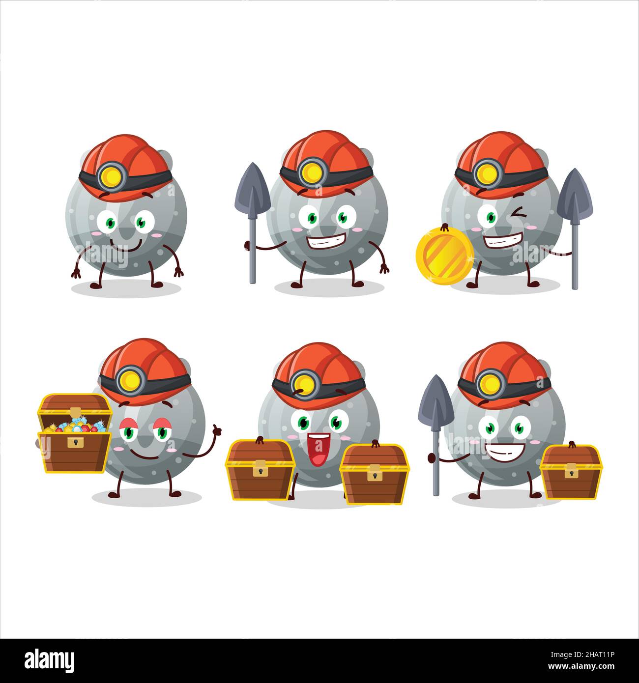 miners gray gummy candy G cute mascot character wearing helmet. Vector ...