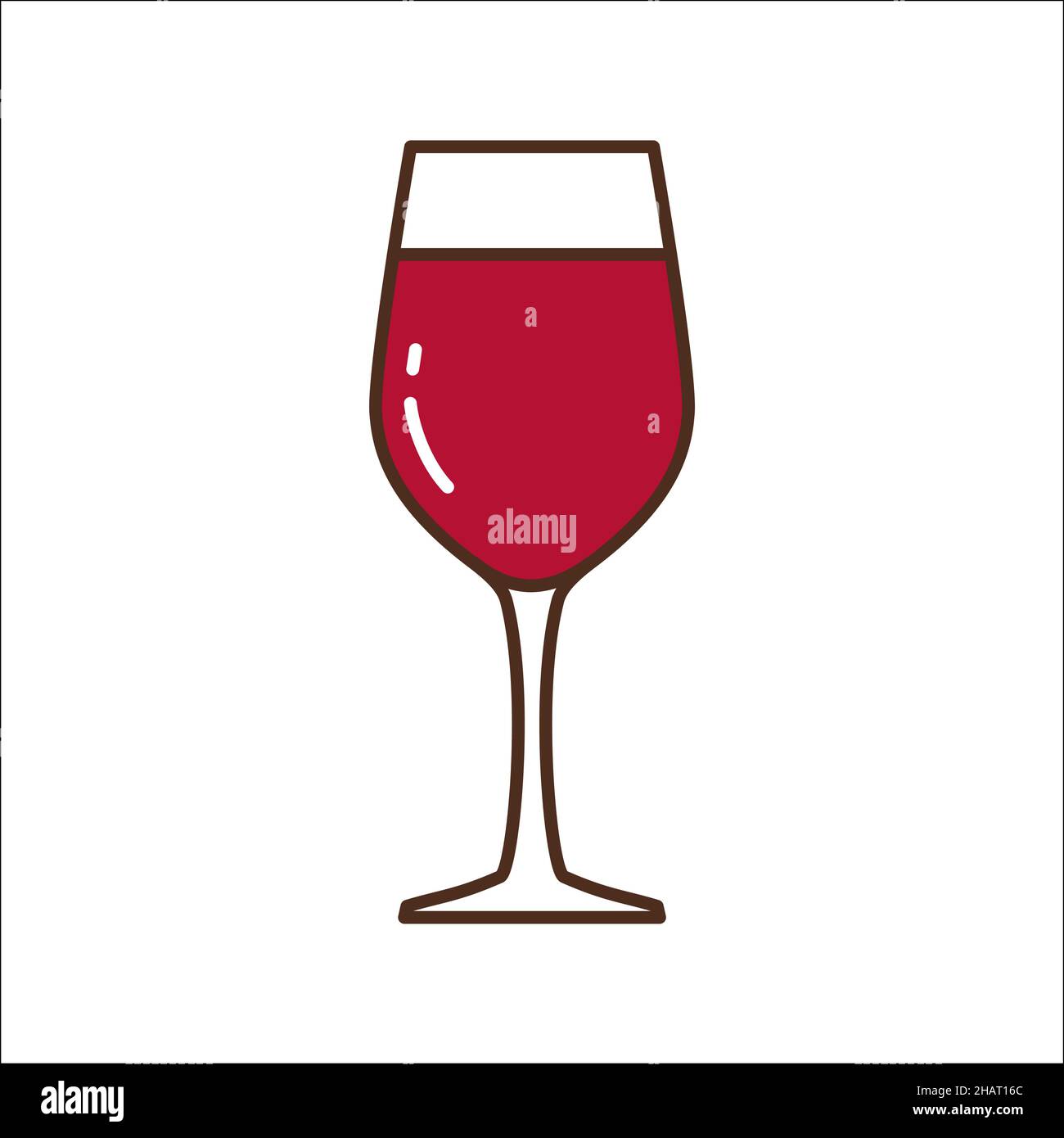 Wine glass colored icon. Icon for the bar menu. Vector illustration ...