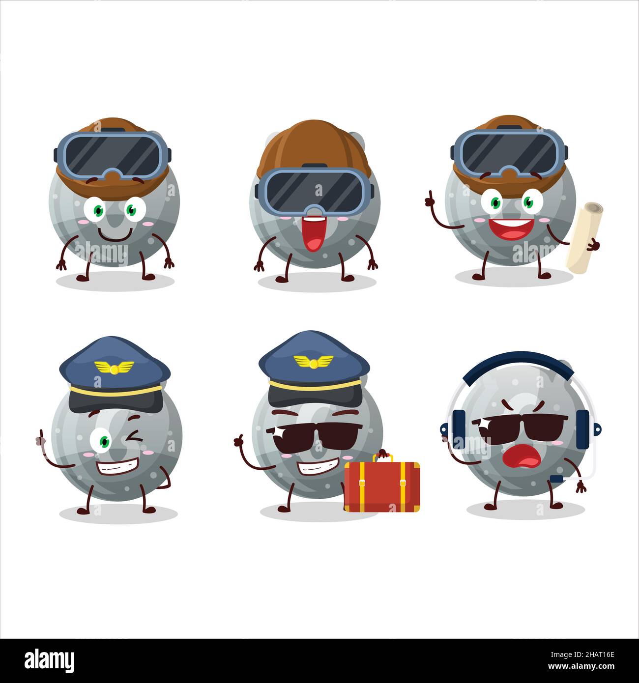 Pilot cartoon mascot gray gummy candy G with glasses. Vector ...