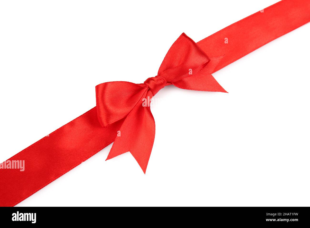 Bow made of red ribbon on white background Stock Photo - Alamy