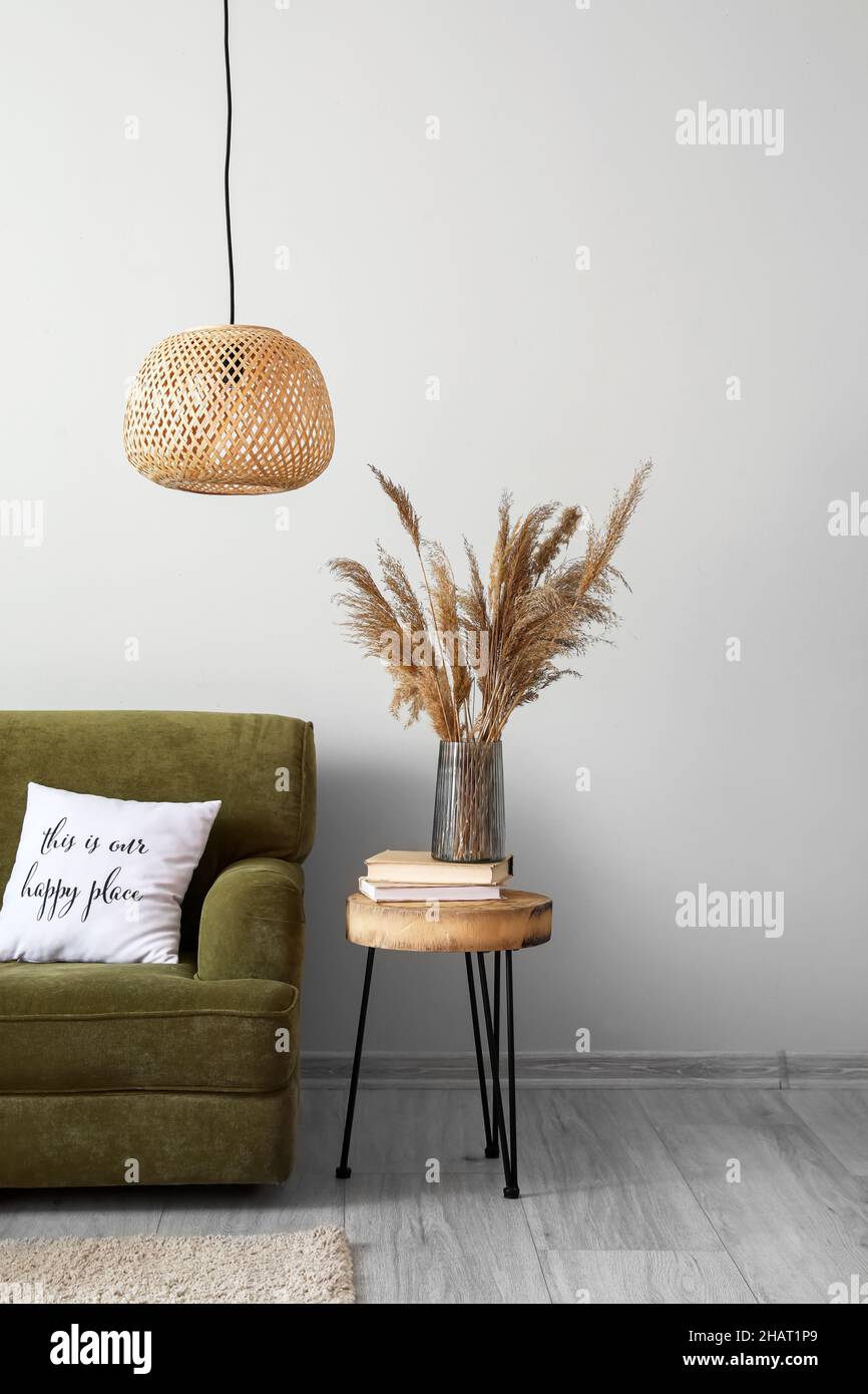 Interior of modern room with sofa and table Stock Photo - Alamy