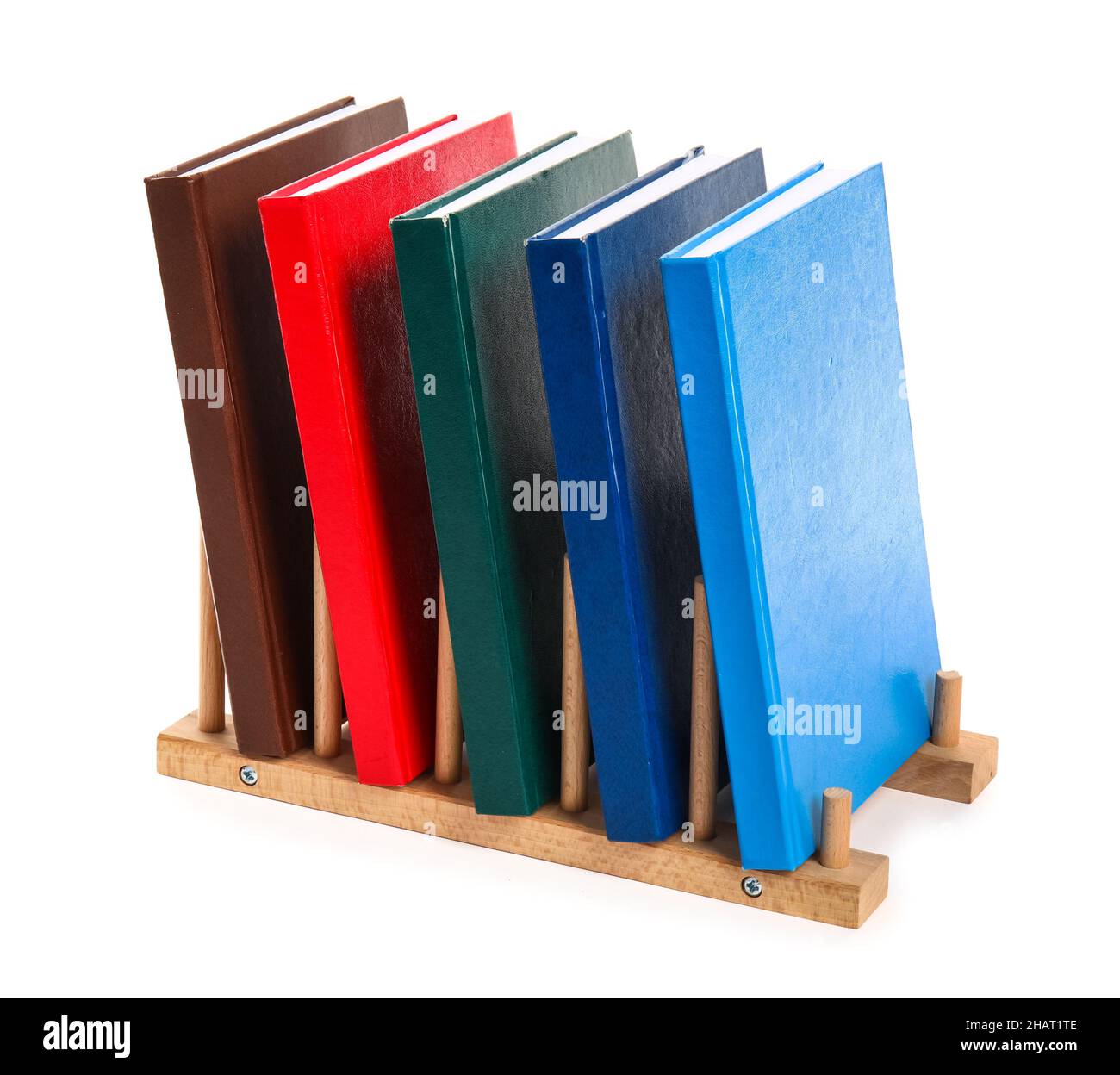 Organizer with books on white background Stock Photo - Alamy