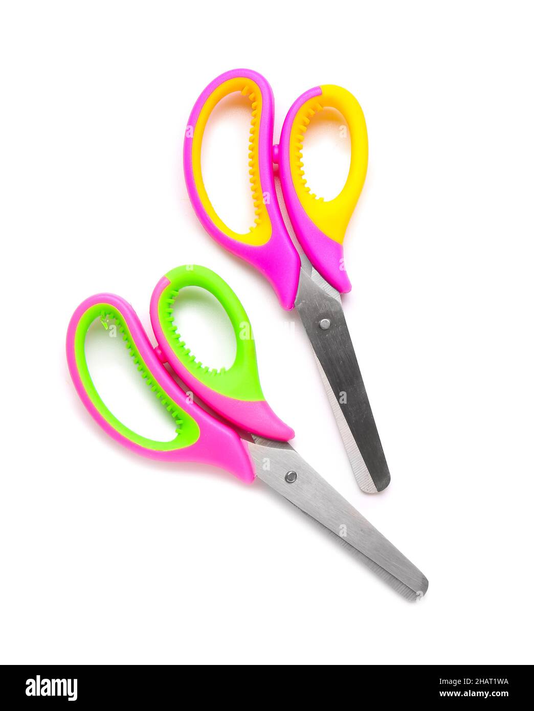Colorful color scissors on white background Stock Photo - Alamy