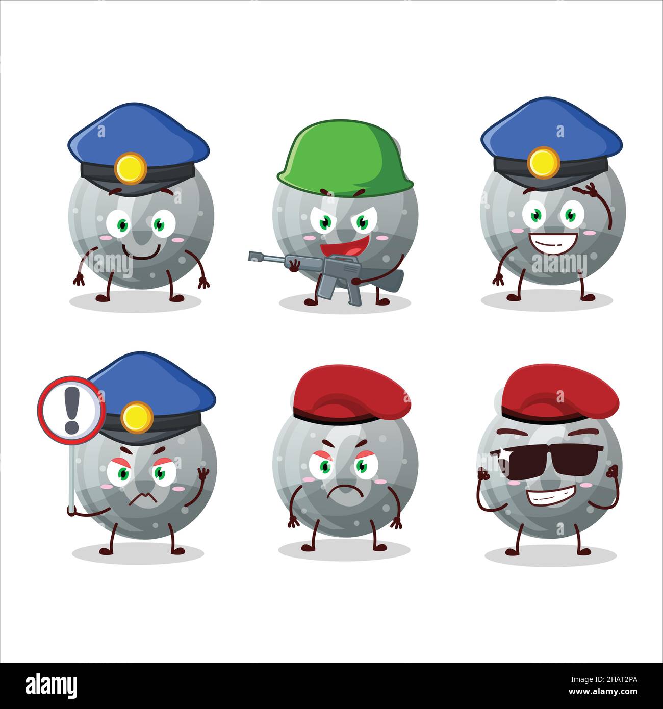 A dedicated Police officer of gray gummy candy G mascot design style ...