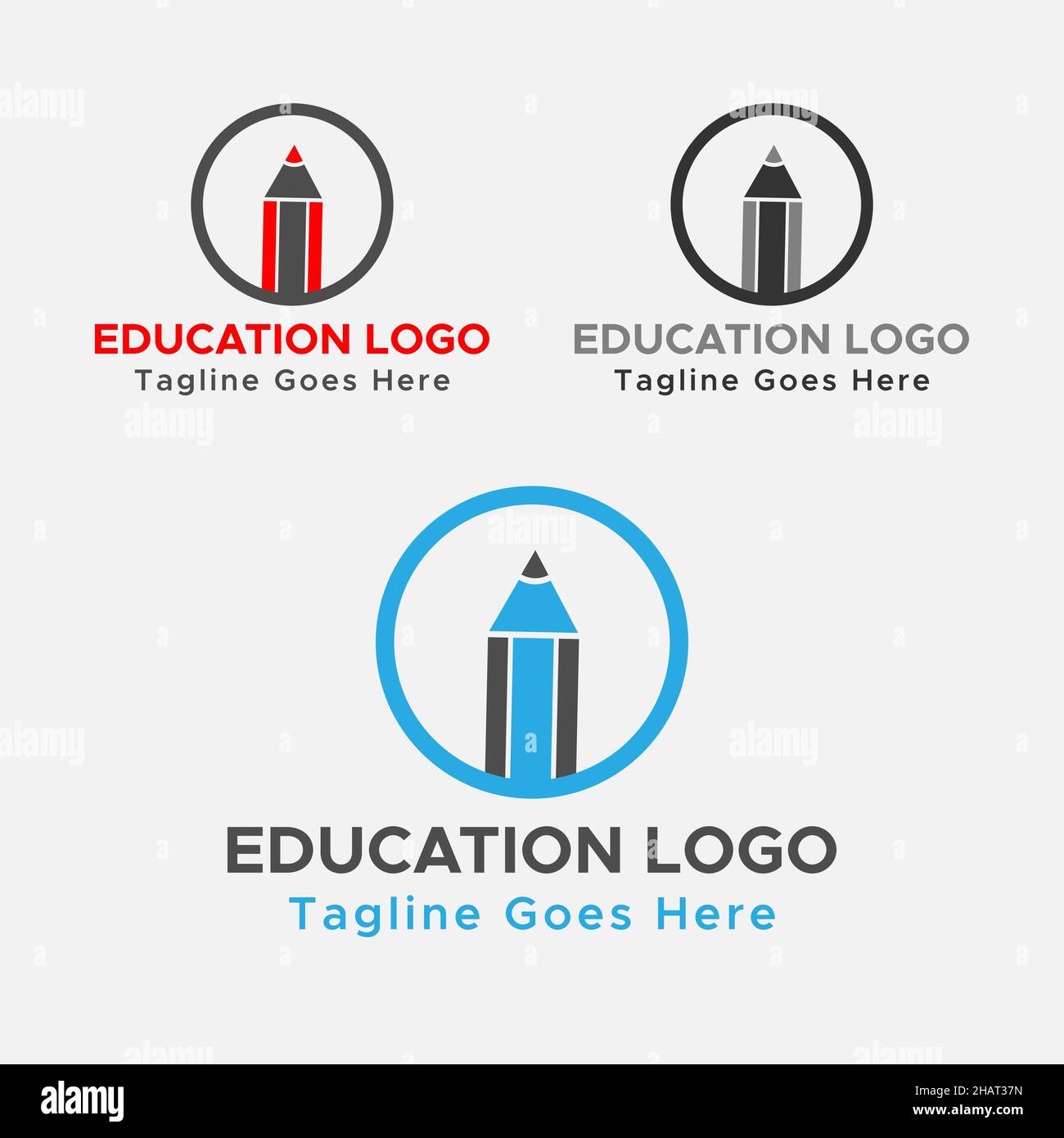 Minimalistic Education Logo. Circular Pencil Logo.Blue, Black and red ...