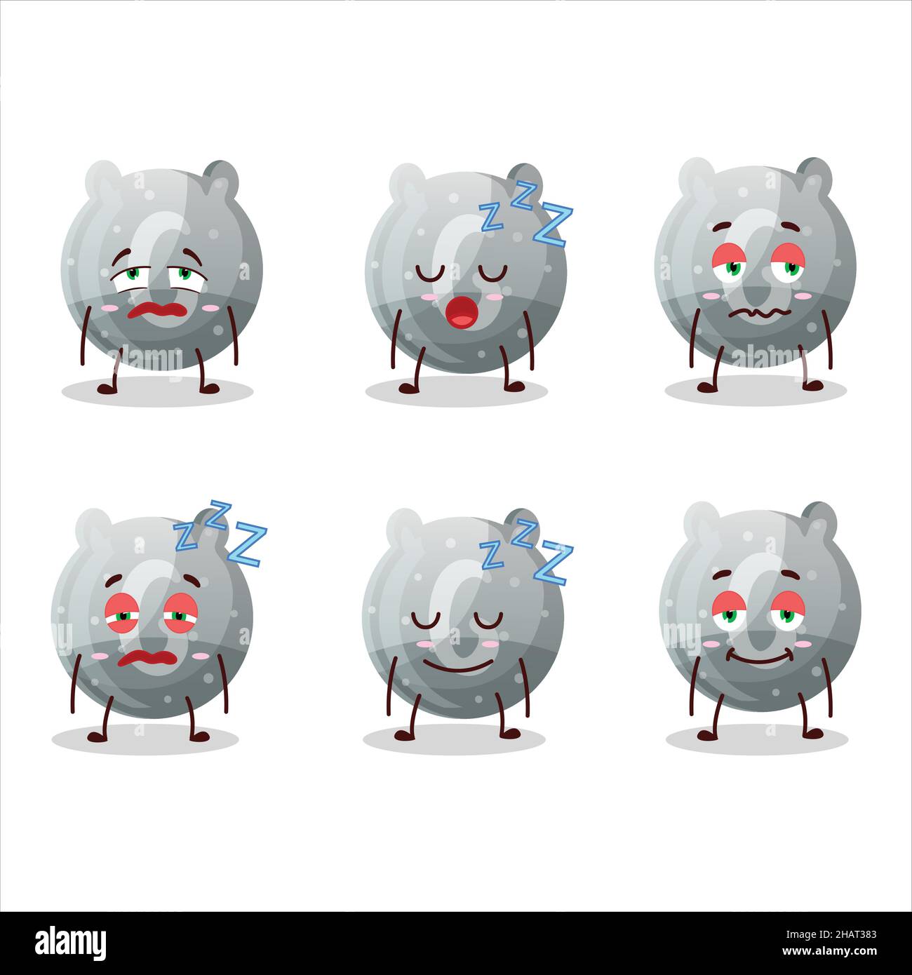 Cartoon character of gray gummy candy G with sleepy expression. Vector ...