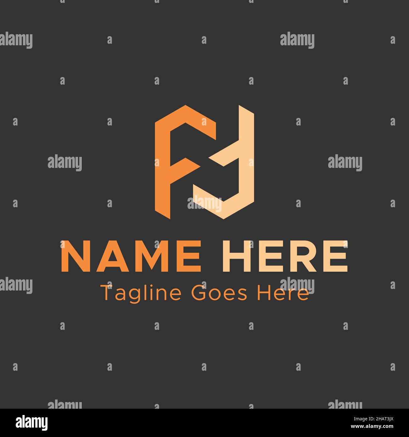 Creative Double f letter Logo. Square shape letter Logo. Light Orange ...