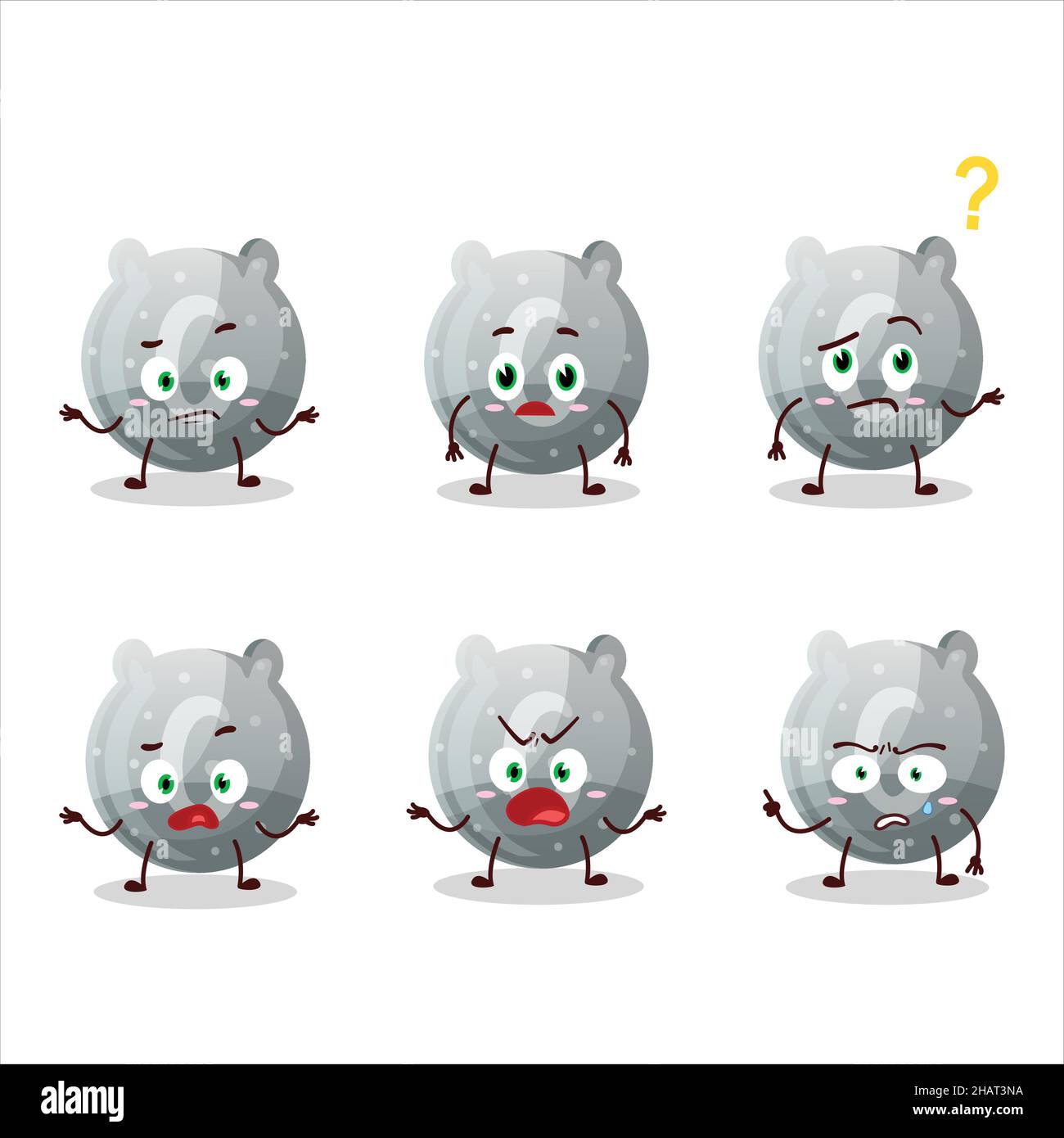 Cartoon character of gray gummy candy G with what expression. Vector ...