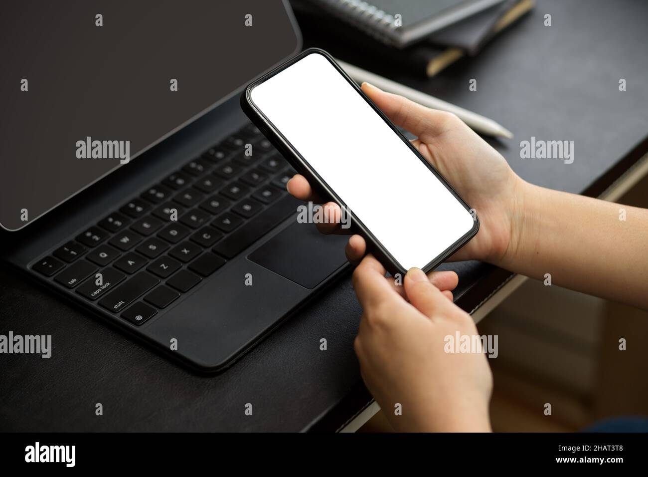 A woman browsing internet, searching some informations on the internet ...