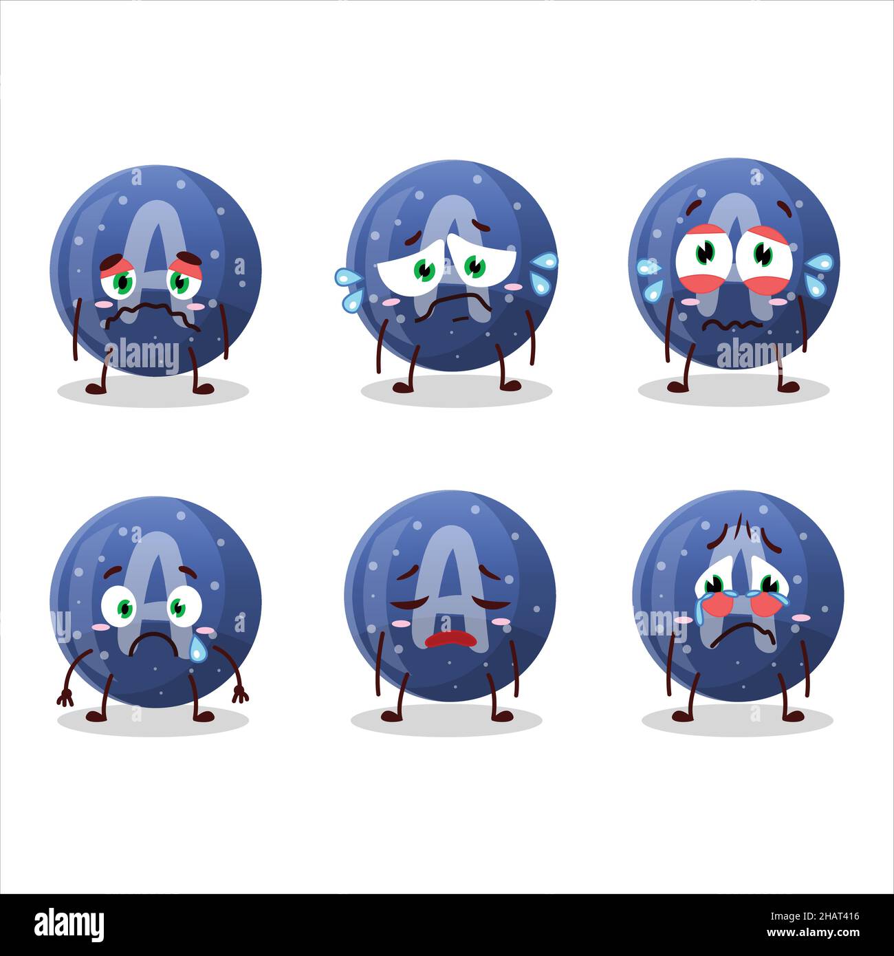 Blue gummy candy A cartoon character with sad expression. Vector ...