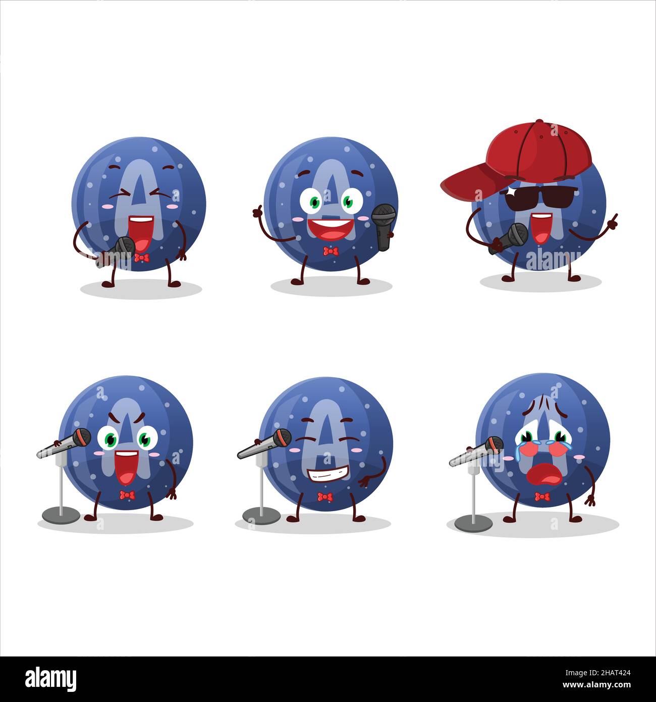 A Cute Cartoon design concept of blue gummy candy A singing a famous ...