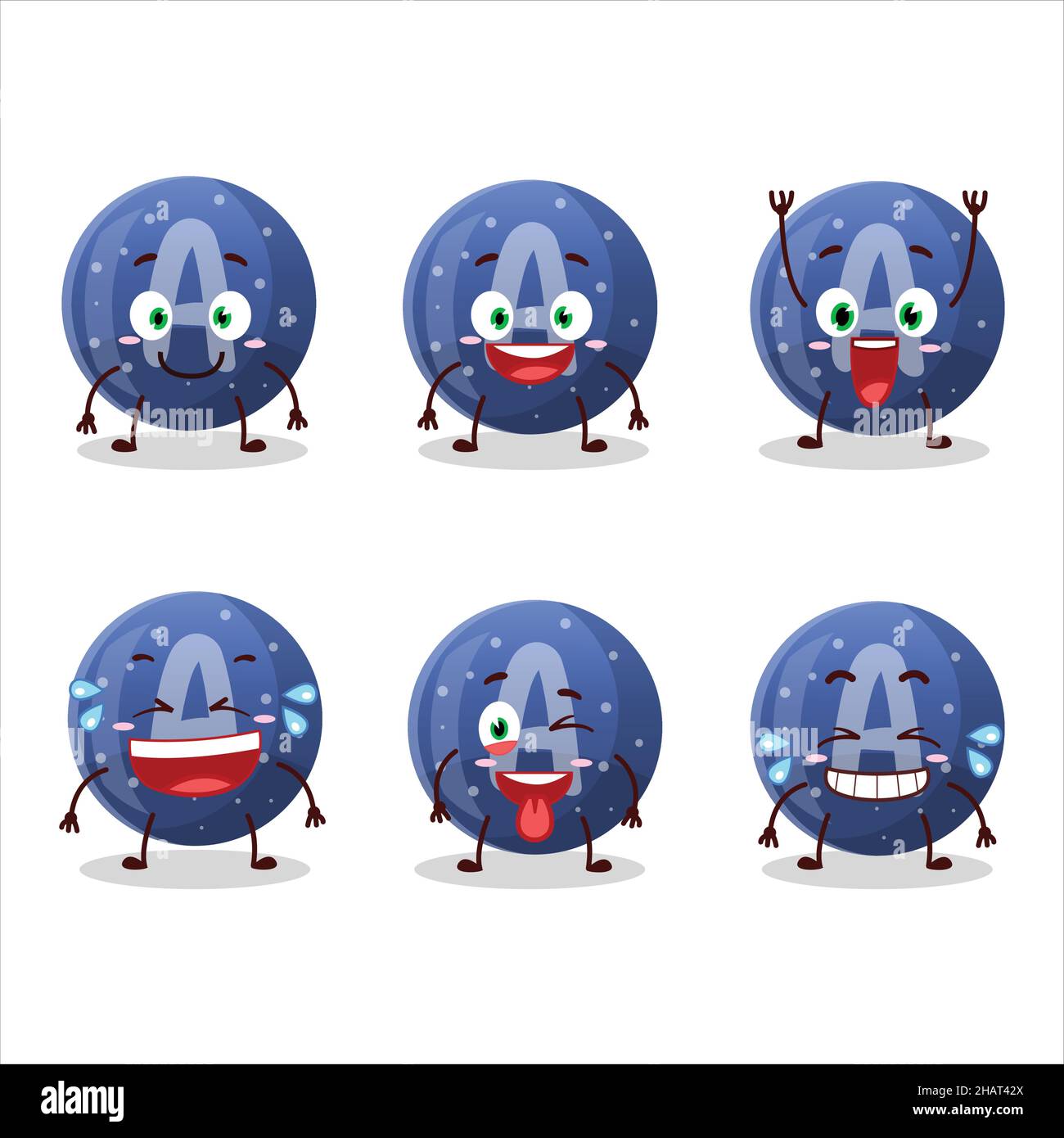 Cartoon character of blue gummy candy A with smile expression. Vector ...