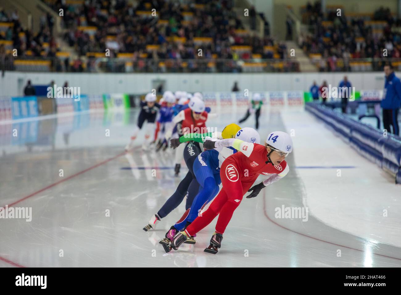 ISU European Speed Skating Championships. Athlete on ice. Classic speed ...