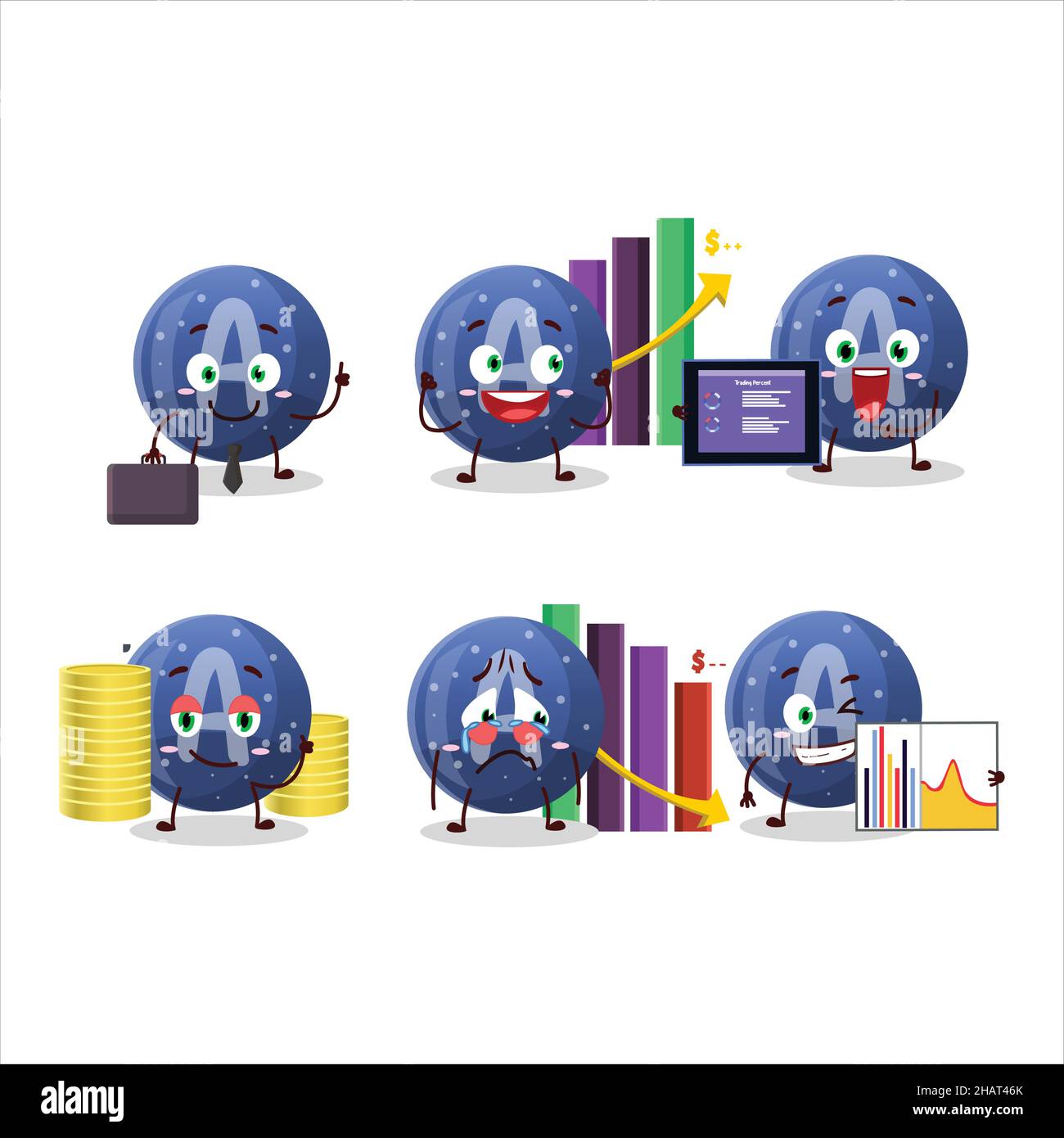 Blue gummy candy A character designs as a trader investment mascot ...