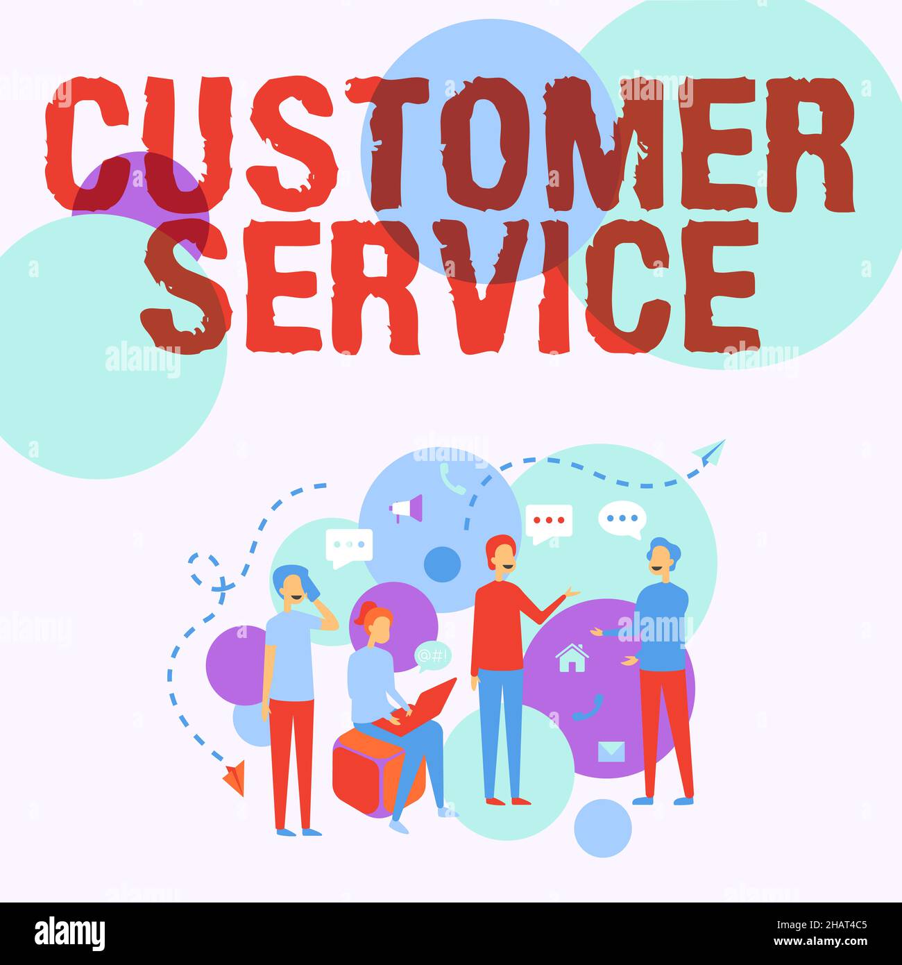 Handwriting text Customer Service. Business showcase process of ...