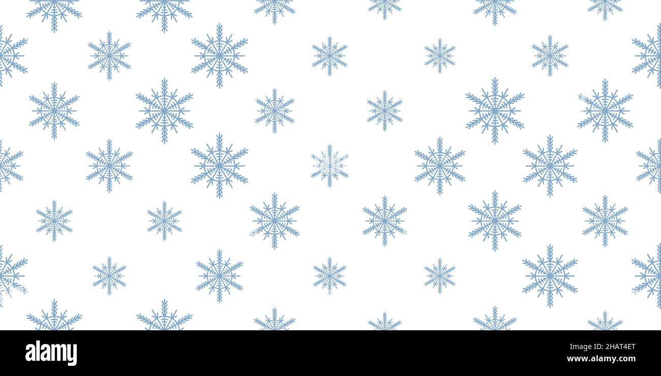 Winter seamless pattern with blue snowflakes on white background ...