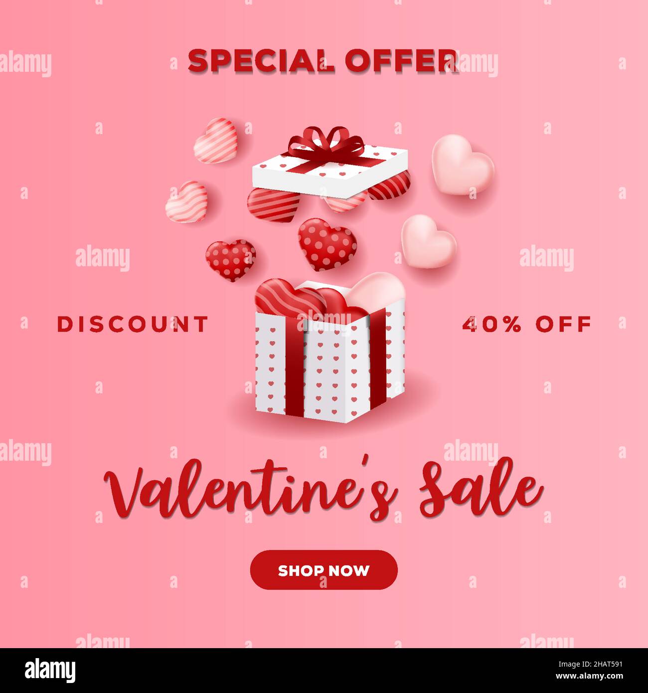 valentines sale design with heart arise from gift box. valentines sale ...