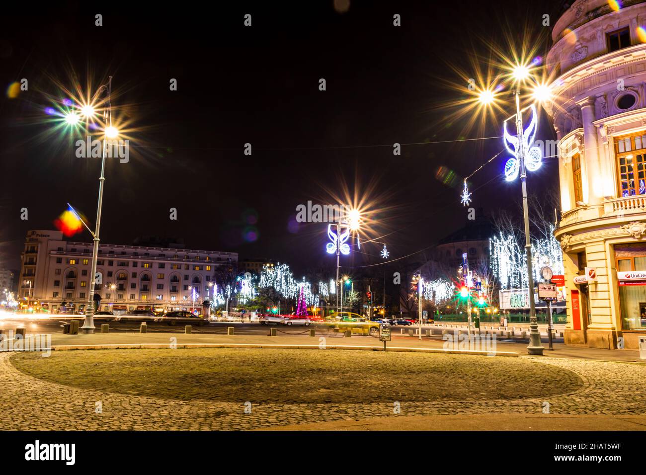 Light trails, night photography in Bucharest, Romania, 2021 Stock Photo ...