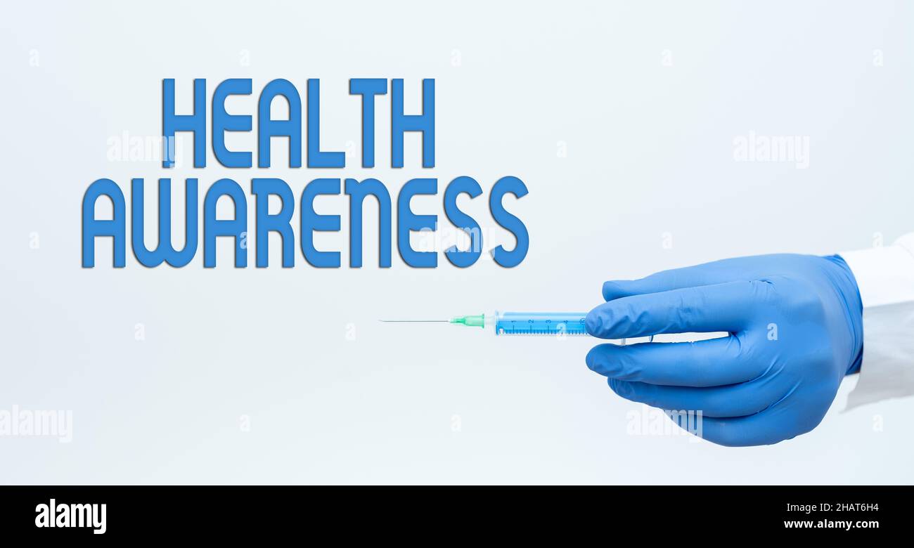 Hand writing sign Health Awareness. Word for Promoting community issues ...