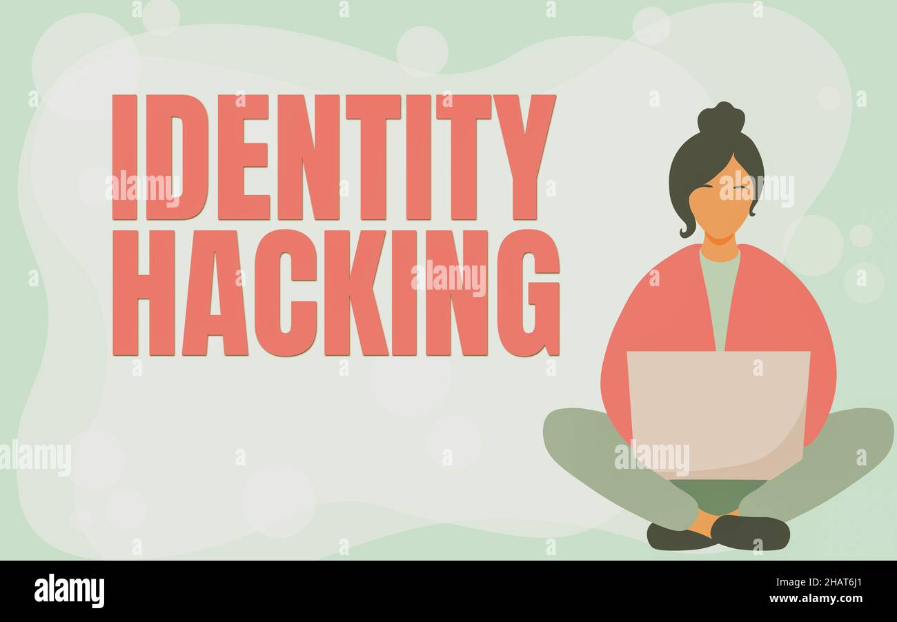 Handwriting text Identity Hacking. Concept meaning criminal that steal ...