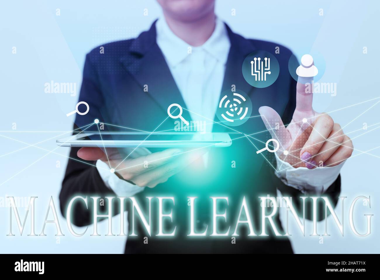 Hand writing sign Machine Learning. Business approach give computers ...