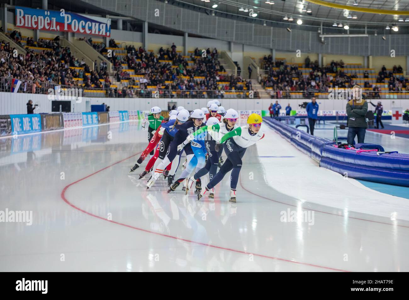 ISU European Speed Skating Championships. Athlete on ice. Classic speed ...