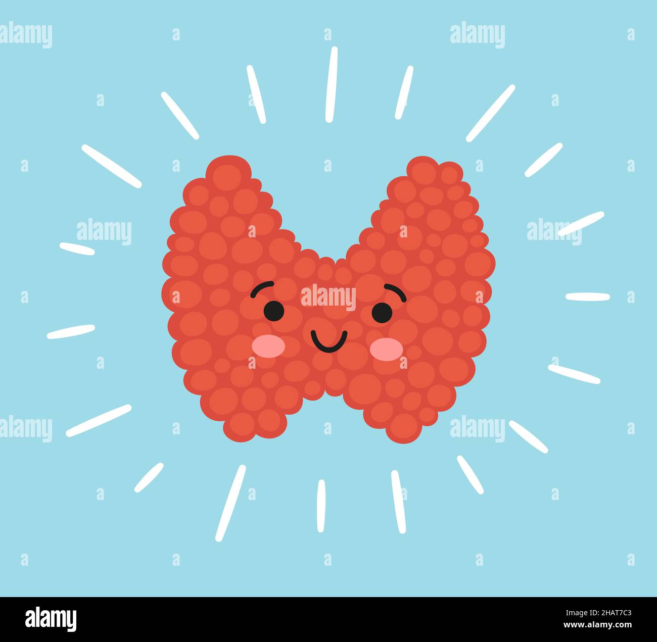 Happy kawaii thyroid gland character. Drawing of a smile thyroid gland ...