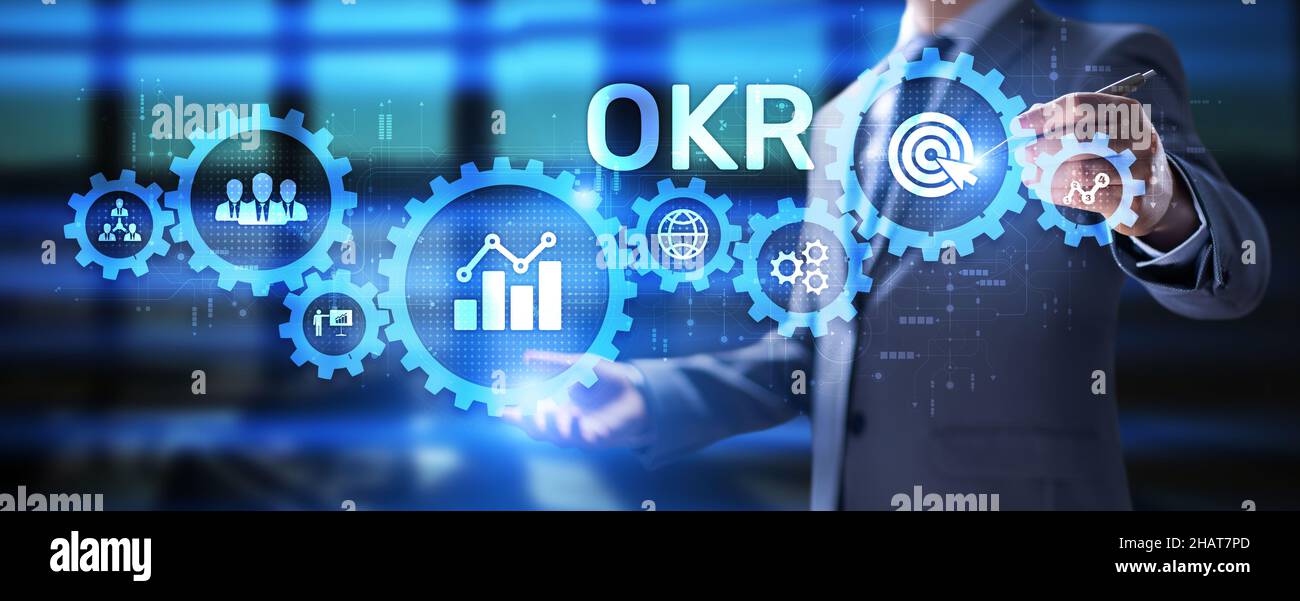 OKR Objective key result business finance concept on screen Stock Photo ...