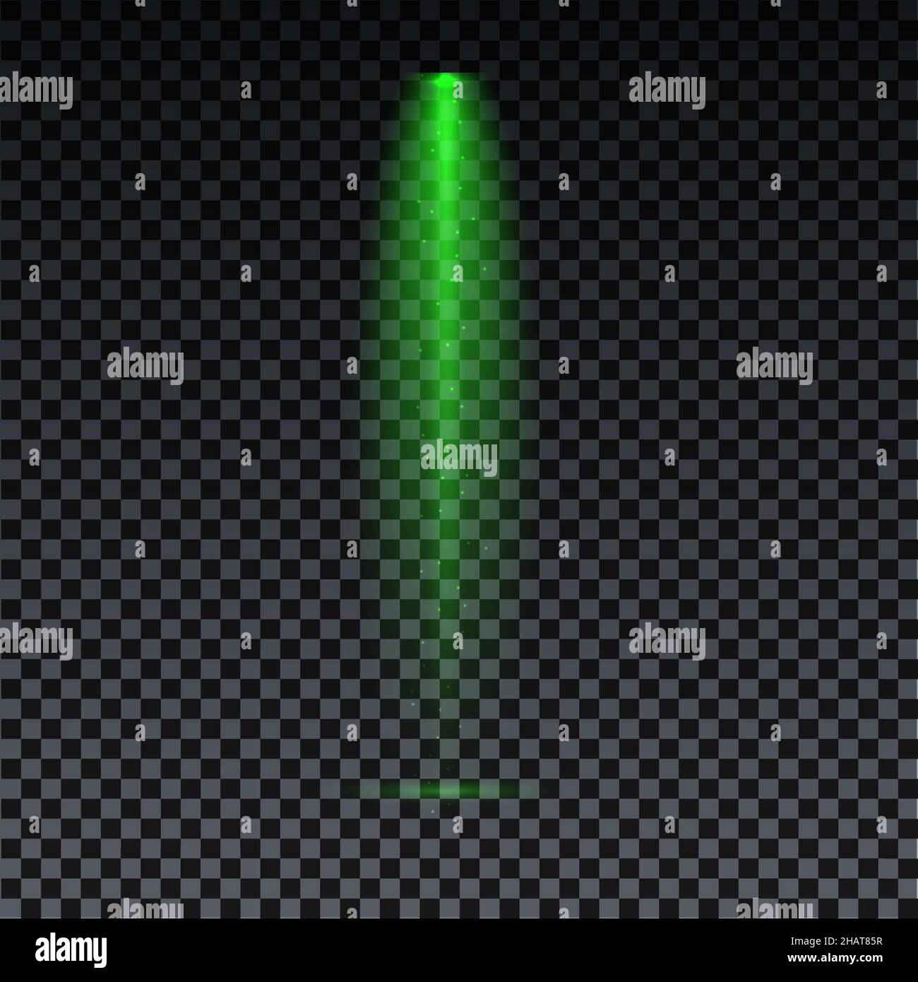 Green spotlight. Green laser beam on transparent background. Laser rays ...