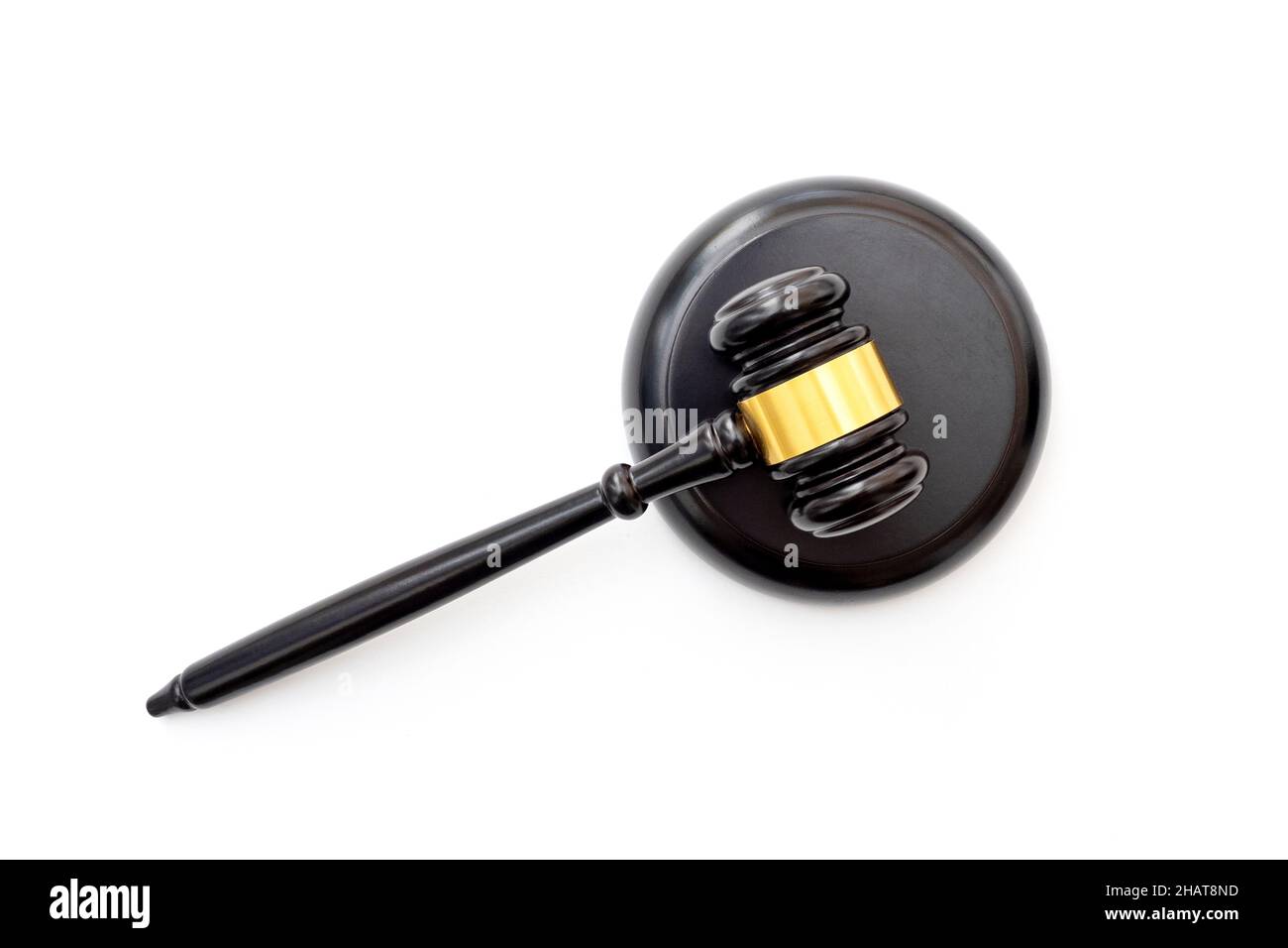Classic Judge gavel isolated on white, top view Stock Photo - Alamy