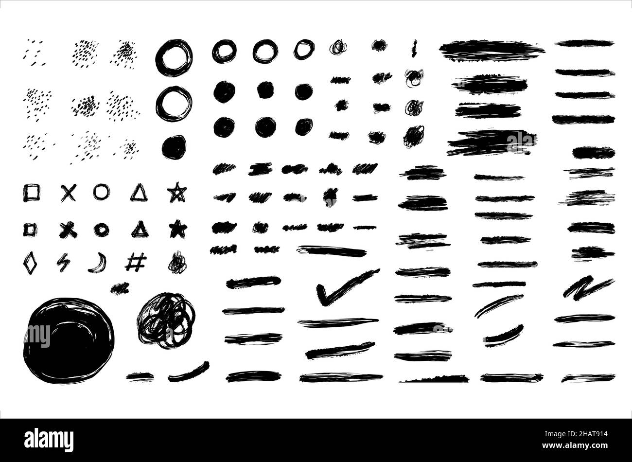 set of design elements. big bundle of paint brush stroke illustration ...