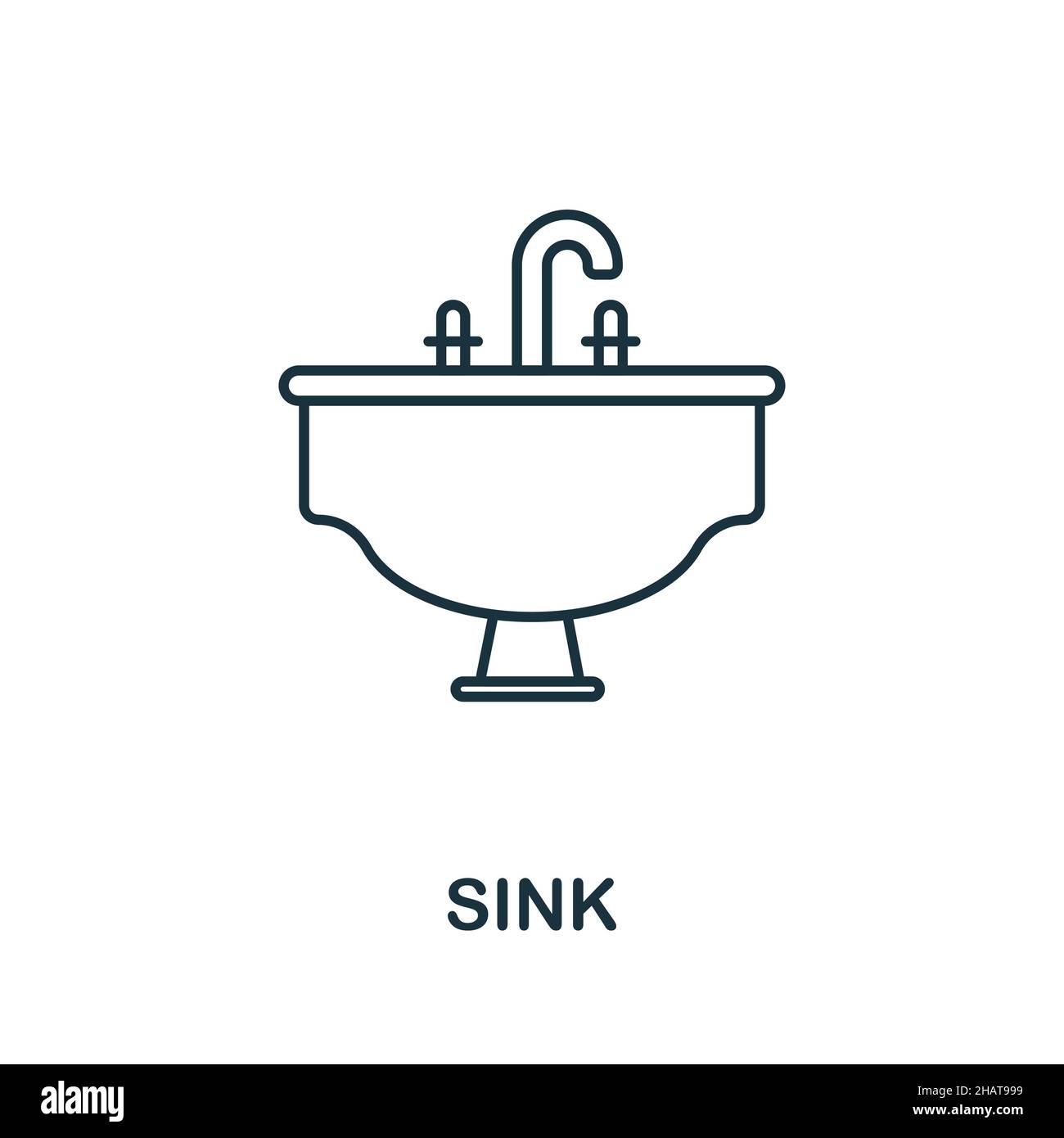 Sink icon. Line element from bathroom collection. Linear Sink icon sign ...