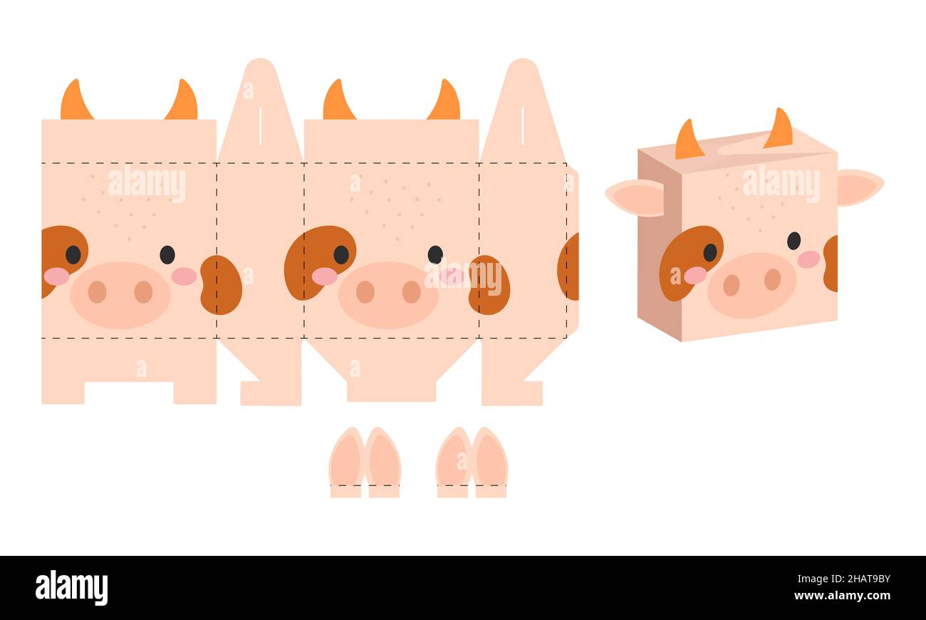 Simple packaging favor box cow design for sweets, candies, presents ...